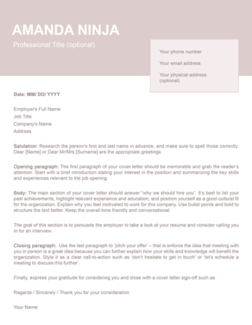 10 Crisp Cover Letter Templates - Cover Letter Ninjas