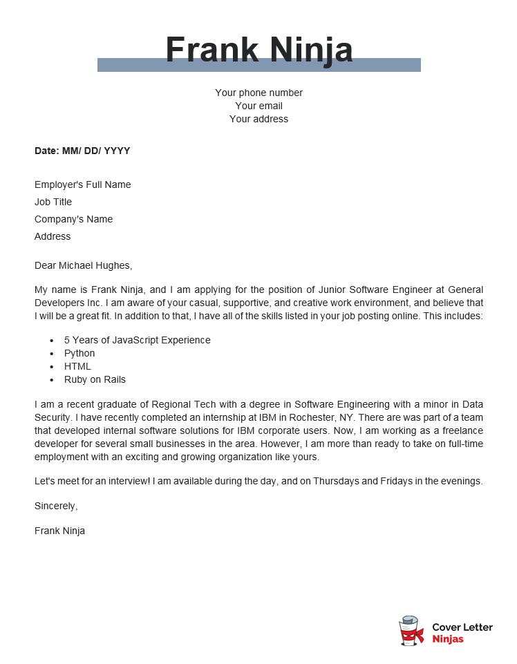 Software Engineer Cover Letter Example To Help You Make Your Mark 