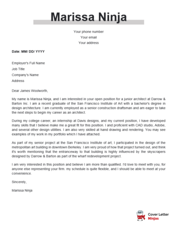 An Architect Cover Letter Example to Help You Advance Your Career ...