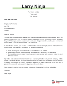A PR Cover Letter Example That Gets Results - Cover Letter Ninjas