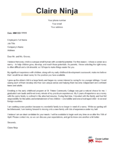 A Lovely Nanny Cover Letter Example - Cover Letter Ninjas