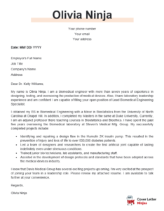 A Professional Biotech Cover Letter Example - Cover Letter Ninjas