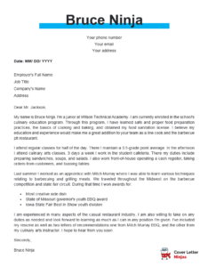 Cover Letter Examples For High School Students - Cover Letter Ninjas