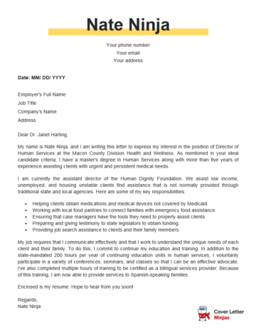 Compelling Human Services Cover Letter Example - Cover Letter Ninjas