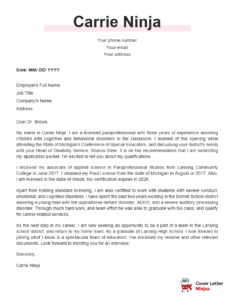 A Detailed Paraprofessional Cover Letter Example - Cover Letter Ninjas