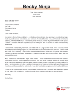 Event Coordinator Cover Letter Example - Cover Letter Ninjas