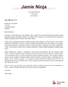 A Lovely Librarian Cover Letter Example - Cover Letter Ninjas
