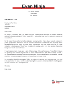 A Composed Cover Letter Example For a Musician - Cover Letter Ninjas