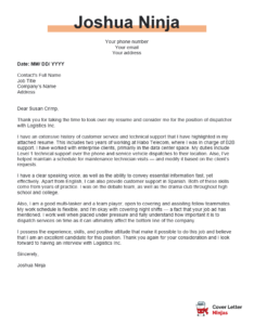 Sample Cover Letter For a Dispatcher - Cover Letter Ninjas